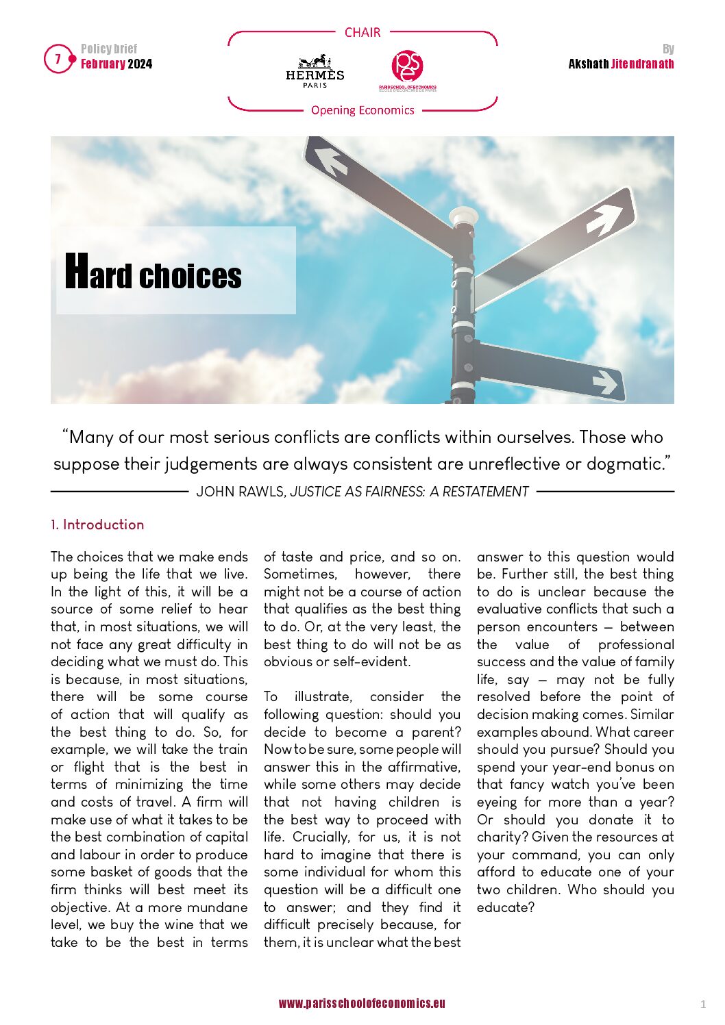 Policy briefs - Opening Economics Chair - Paris School of Economics