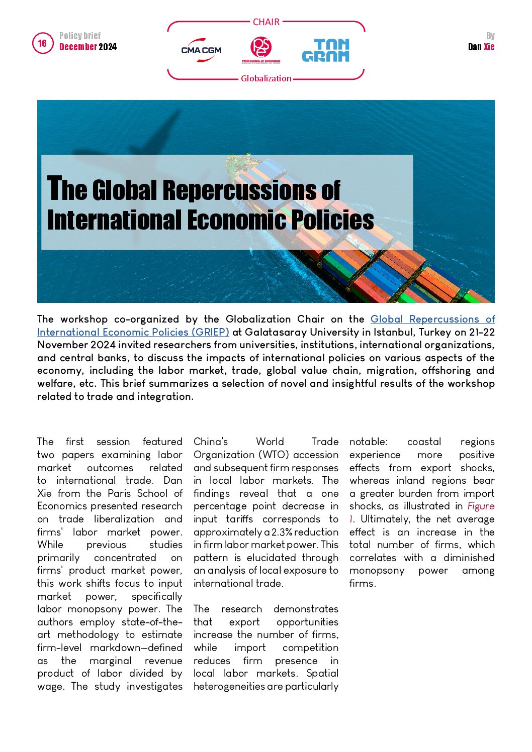 Policy briefs - Globalization Chair - Paris School of Economics